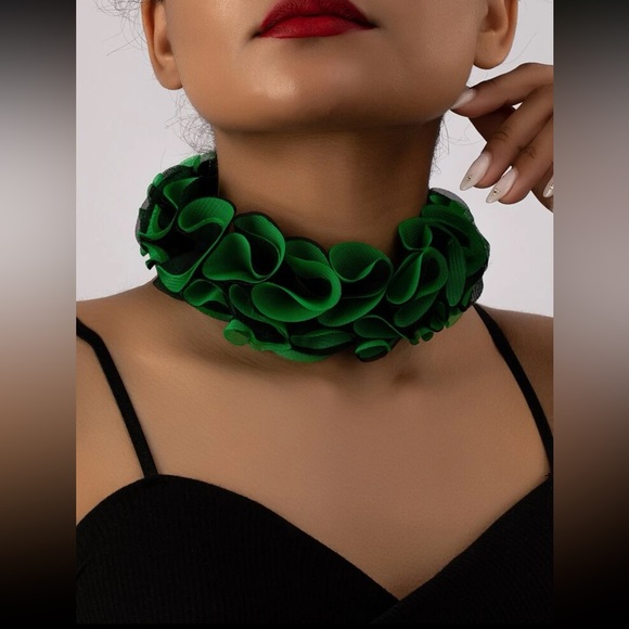 Kathrono | Jewelry | Lovely Floral Flower Fabric Ruffle Choker | Poshmark